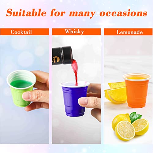 600 Pack 2 Oz Plastic Shot Glasses Disposable Plastic Shot Cups Mini Multicolor Party Cups for BBQ Christmas Party Tastings Sample Picnic Camping Daily Life Wedding, 6 Colors