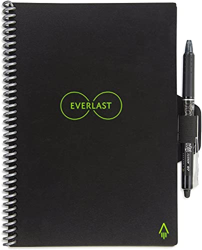 Rocketbook Smart Reusable notebook - Dot Grid Eco-friendly Smart Erasable Notebook Infinity Black Cover (8.5" X 11") With Rocketbook Accessories