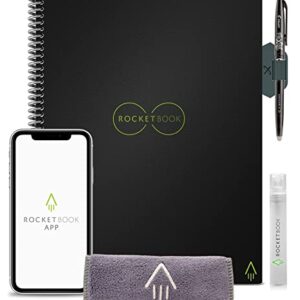 Rocketbook Smart Reusable notebook - Dot Grid Eco-friendly Smart Erasable Notebook Infinity Black Cover (8.5" X 11") With Rocketbook Accessories