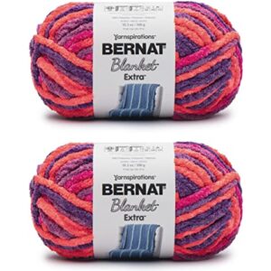 Bernat Blanket Extra Plum Brights Yarn - 2 Pack of 300g/10.5oz - Polyester - 7 Jumbo - 97 Yards - Knitting, Crocheting, Crafts & Amigurumi, Chunky Chenille Yarn