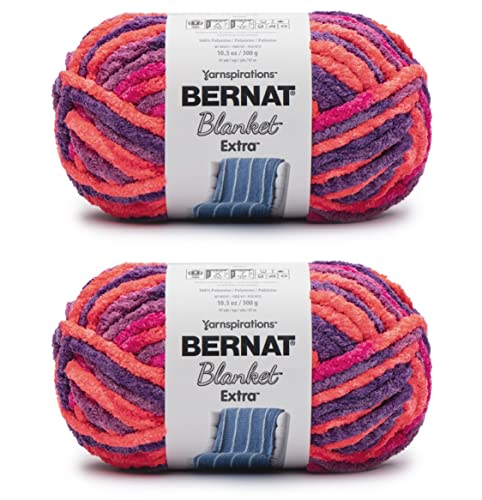 Bernat Blanket Extra Plum Brights Yarn - 2 Pack of 300g/10.5oz - Polyester - 7 Jumbo - 97 Yards - Knitting, Crocheting, Crafts & Amigurumi, Chunky Chenille Yarn