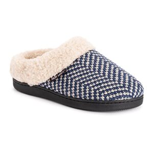 muk luks women's suzanne clog slippers, liberty blue, 9-10