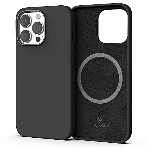 Sinjimoru 4-Layer Silicone iPhone 13 Mini Case for MagSafe, Magnetic Protective Phone Cover Cases as iPhone Accessories for iPhone 12 13 14 15 Series. Silicone Case for MagSafe Black