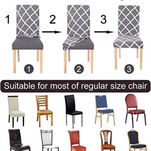 Printed Pattern Chair Cover for Dining Room Seat Slipcover Stretch Chair Covers for Kitchen,Hotel,Restaurant,Ceremony HC14 4PCS