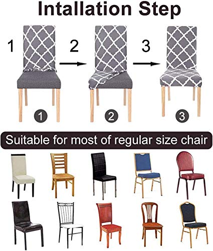 Printed Pattern Chair Cover for Dining Room Seat Slipcover Stretch Chair Covers for Kitchen,Hotel,Restaurant,Ceremony HC14 4PCS