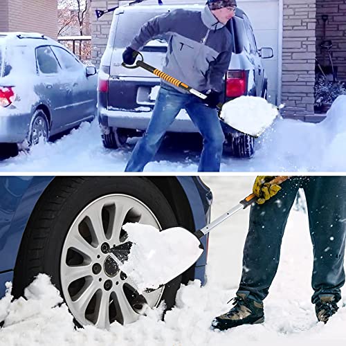 42'' Ice Scraper and Extendable Snow Brush Emergency Snow Shovel Snow Broom with Foam Grip 180° Pivoting Brush Head Snow Scraper for Cars, Trucks, SUVs, Vehicle