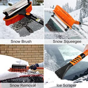 42'' Ice Scraper and Extendable Snow Brush Emergency Snow Shovel Snow Broom with Foam Grip 180° Pivoting Brush Head Snow Scraper for Cars, Trucks, SUVs, Vehicle