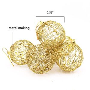 18 Pieces - 2.36" Golden Christmas Balls, Gold Glitter Glitter Christmas Tree Ornament Hanging Balls Ornament Window Decoration Set (2.36" Gold Balls - 18 pcs)