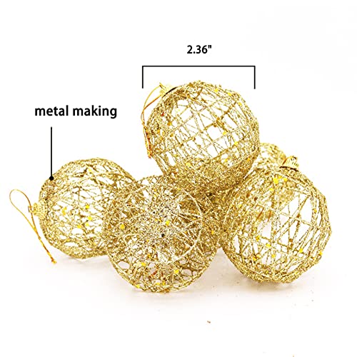 18 Pieces - 2.36" Golden Christmas Balls, Gold Glitter Glitter Christmas Tree Ornament Hanging Balls Ornament Window Decoration Set (2.36" Gold Balls - 18 pcs)