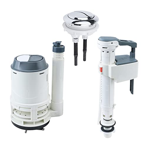 T Tulead Toilet Tank Parts Replacement Toilet Dual Flush Valve 18cm Height,Fill Valve,Push Button, Toilet Repair Kit