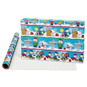 American Greetings 105 sq. ft. Peanuts Christmas Wrapping Paper Bundle with Cut Lines, Peanuts Characters (3 Rolls 30 in. x 14 ft.)