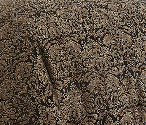 Chezmoi Collection 7-Piece Black/Gold Diamond Floral Medallion Jacquard Woven Comforter Set, California King