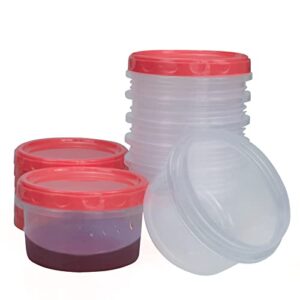 Jucaifu 8 Ounce reuseable small plastic freezer storage container jars with screw lid for food snacks lunch(8Pcs, Red)