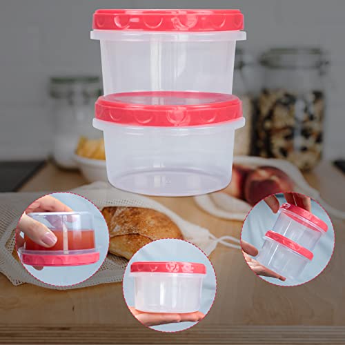 Jucaifu 8 Ounce reuseable small plastic freezer storage container jars with screw lid for food snacks lunch(8Pcs, Red)