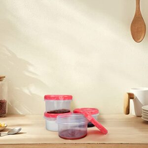 Jucaifu 8 Ounce reuseable small plastic freezer storage container jars with screw lid for food snacks lunch(8Pcs, Red)