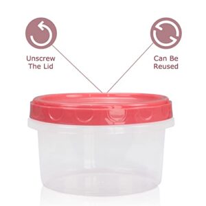 Jucaifu 8 Ounce reuseable small plastic freezer storage container jars with screw lid for food snacks lunch(8Pcs, Red)