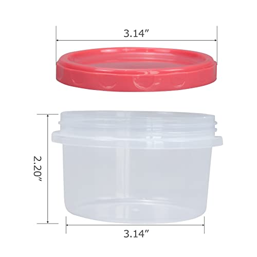 Jucaifu 8 Ounce reuseable small plastic freezer storage container jars with screw lid for food snacks lunch(8Pcs, Red)