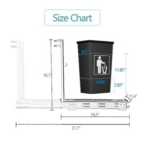 ANASTA Pull Out Trash Can Under Sink Cabinet Counter, Requires 13"W X 18"D Opening, Fits 7-10 Gallon 35QT Can Not Included Chrome Silver