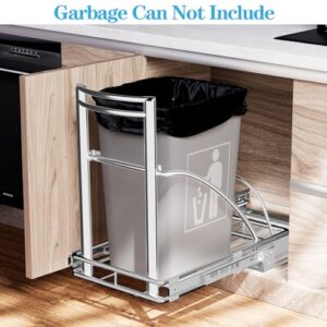 ANASTA Pull Out Trash Can Under Sink Cabinet Counter, Requires 13"W X 18"D Opening, Fits 7-10 Gallon 35QT Can Not Included Chrome Silver