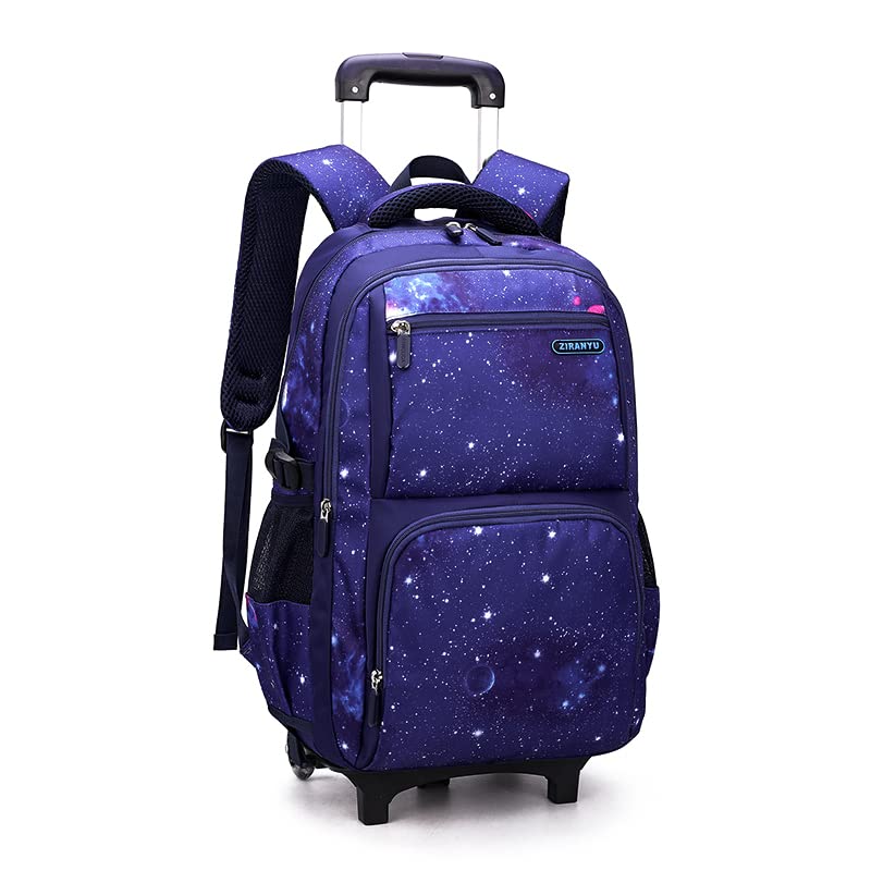 VIDOSCLA Elementary Galaxy Teens Rolling Backpack Kids Boys Luggage with Wheels Trolly BookBag for School-2 Wheels