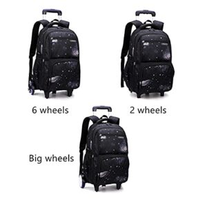 VIDOSCLA Elementary Galaxy Teens Rolling Backpack Kids Boys Luggage with Wheels Trolly BookBag for School-2 Wheels