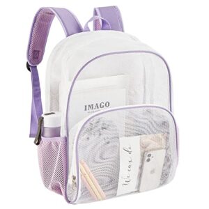 covax heavy duty mesh backpack, see through college mesh backpack (purple)