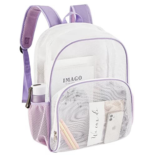 COVAX Heavy Duty Mesh Backpack, See Through College Mesh Backpack (Purple)