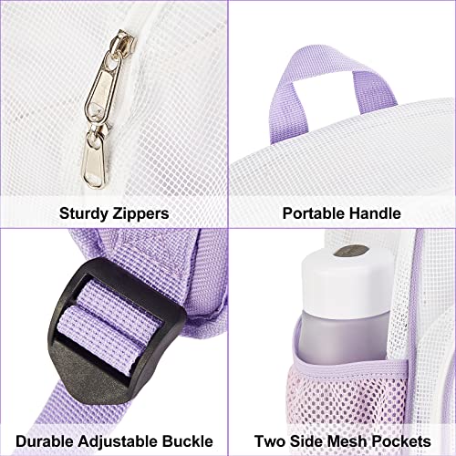 COVAX Heavy Duty Mesh Backpack, See Through College Mesh Backpack (Purple)