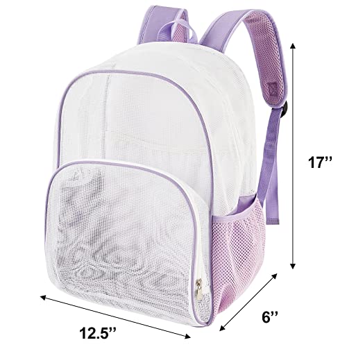 COVAX Heavy Duty Mesh Backpack, See Through College Mesh Backpack (Purple)