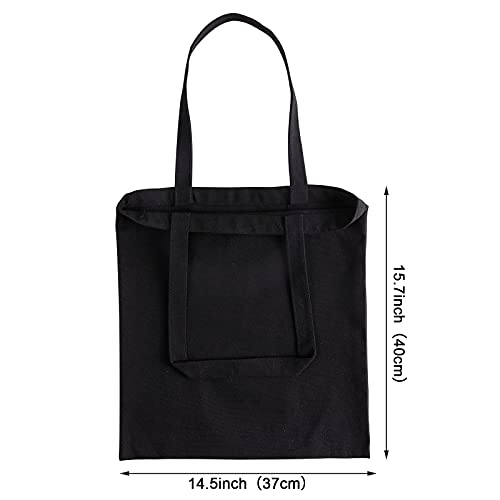 Canvas Tote Bags. (5-pack) Pack Lightweight blank Recycled canvas tote Reusable Cotton Polyester Grocery eco friendly, Suitable for DIY, Gift,Promotion, Activtiy,Washable, black