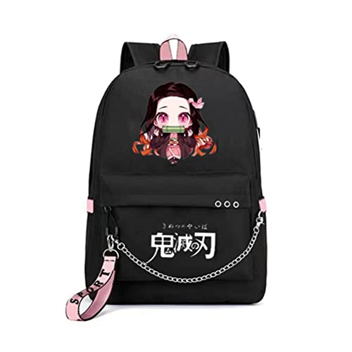 WZCSLM Anime Cosplay Laptop Backpack with USB Charging Port, Middle School College Bookbags for Women Men (black1)