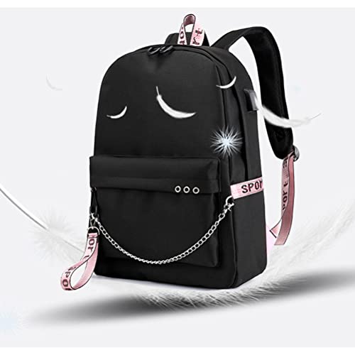 WZCSLM Anime Cosplay Laptop Backpack with USB Charging Port, Middle School College Bookbags for Women Men (black1)