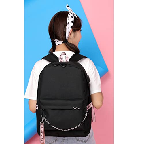 WZCSLM Anime Cosplay Laptop Backpack with USB Charging Port, Middle School College Bookbags for Women Men (black1)