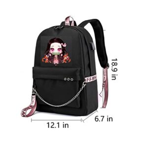 WZCSLM Anime Cosplay Laptop Backpack with USB Charging Port, Middle School College Bookbags for Women Men (black1)