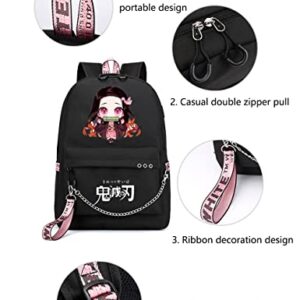 WZCSLM Anime Cosplay Laptop Backpack with USB Charging Port, Middle School College Bookbags for Women Men (black1)