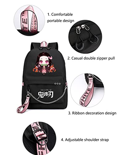 WZCSLM Anime Cosplay Laptop Backpack with USB Charging Port, Middle School College Bookbags for Women Men (black1)