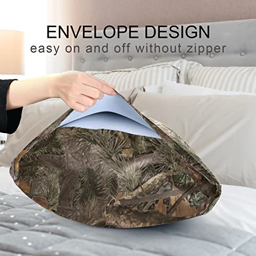 Dalzium Satin Pillowcase for Hair and Skin, Forest Camouflage Silk Pillowcase Soft and Cozy Body Pillow Covers, Standard Size Satin Pillow Cases with Envelope Closure(20x26 Inch), 1PC