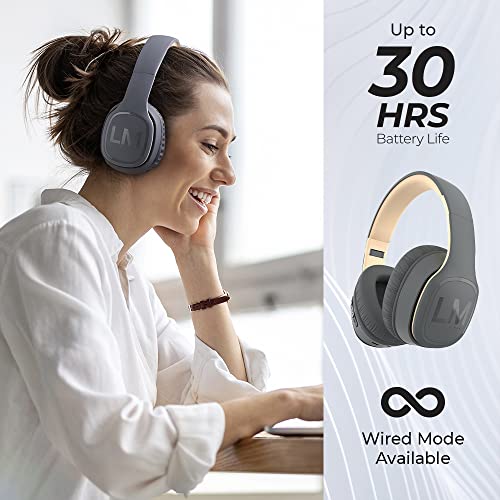 Bluetooth Wireless Headphones Over-Ear, Louise&Mann Bluetooth Headphones Foldable, Wired & Wireless Headset with Built-in Mic, Huge Playtime, Soft Foam Earmuffs and Carry Case for Cell Phones, PC, TV