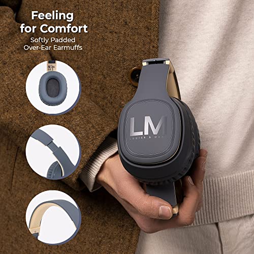 Bluetooth Wireless Headphones Over-Ear, Louise&Mann Bluetooth Headphones Foldable, Wired & Wireless Headset with Built-in Mic, Huge Playtime, Soft Foam Earmuffs and Carry Case for Cell Phones, PC, TV