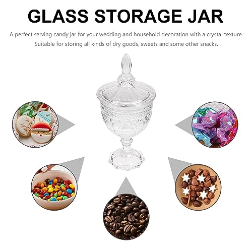 DOITOOL Glass Footed Candy Dish with Lid, Clear Covered Candy Bowls Crystal Candy Jar Cookie Jar Decorative Apothecary Jar Candy Buffet Containers for Buffet, Party, Home, Office