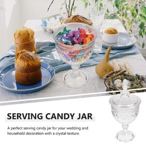 DOITOOL Glass Footed Candy Dish with Lid, Clear Covered Candy Bowls Crystal Candy Jar Cookie Jar Decorative Apothecary Jar Candy Buffet Containers for Buffet, Party, Home, Office