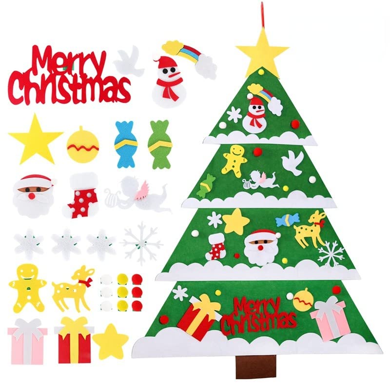 MYHJL DIY Felt Christmas Tree Merry Christmas Decoration for Home Xmas Gifts Cristmas Tree Ornaments New Year 2024(01#)