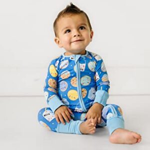 Little Sleepies Baby Boy Pajama, Viscose from Bamboo Zippy PJs, Blue Cookies & Milk, 6-12M