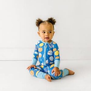 Little Sleepies Baby Boy Pajama, Viscose from Bamboo Zippy PJs, Blue Cookies & Milk, 6-12M