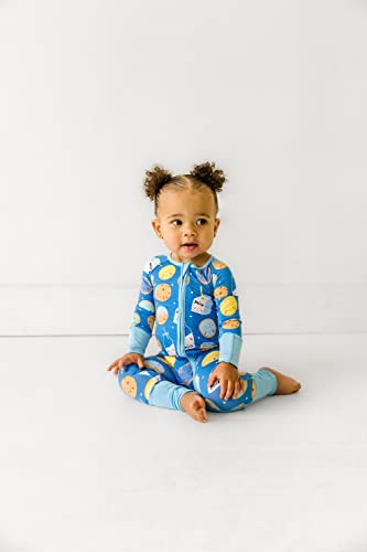 Little Sleepies Baby Boy Pajama, Viscose from Bamboo Zippy PJs, Blue Cookies & Milk, 6-12M