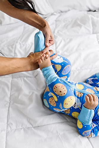 Little Sleepies Baby Boy Pajama, Viscose from Bamboo Zippy PJs, Blue Cookies & Milk, 6-12M