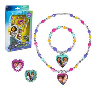 LUV HER Disney Encanto Girls 4 Piece Costume Toy Jewelry Box Set with Silver Rings, Bead Bracelet and Necklace Ages 3+