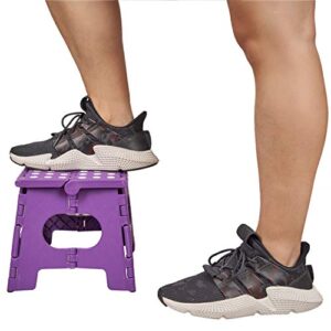 Simplized Folding Step Stool - 9" Heavy Duty Convenient One-Hand Operation Stool with Anti-Slip Surface & Rubber Feet - Lightweight & Sturdy Stepping Stool for Adults and Teens (Purple - Pack of 2)