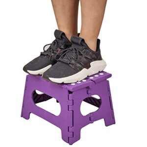 Simplized Folding Step Stool - 9" Heavy Duty Convenient One-Hand Operation Stool with Anti-Slip Surface & Rubber Feet - Lightweight & Sturdy Stepping Stool for Adults and Teens (Purple - Pack of 2)