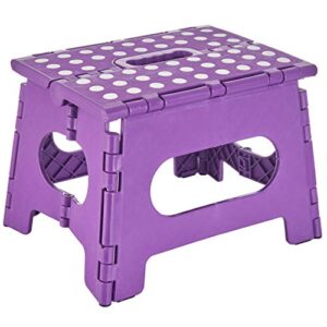 Simplized Folding Step Stool - 9" Heavy Duty Convenient One-Hand Operation Stool with Anti-Slip Surface & Rubber Feet - Lightweight & Sturdy Stepping Stool for Adults and Teens (Purple - Pack of 2)